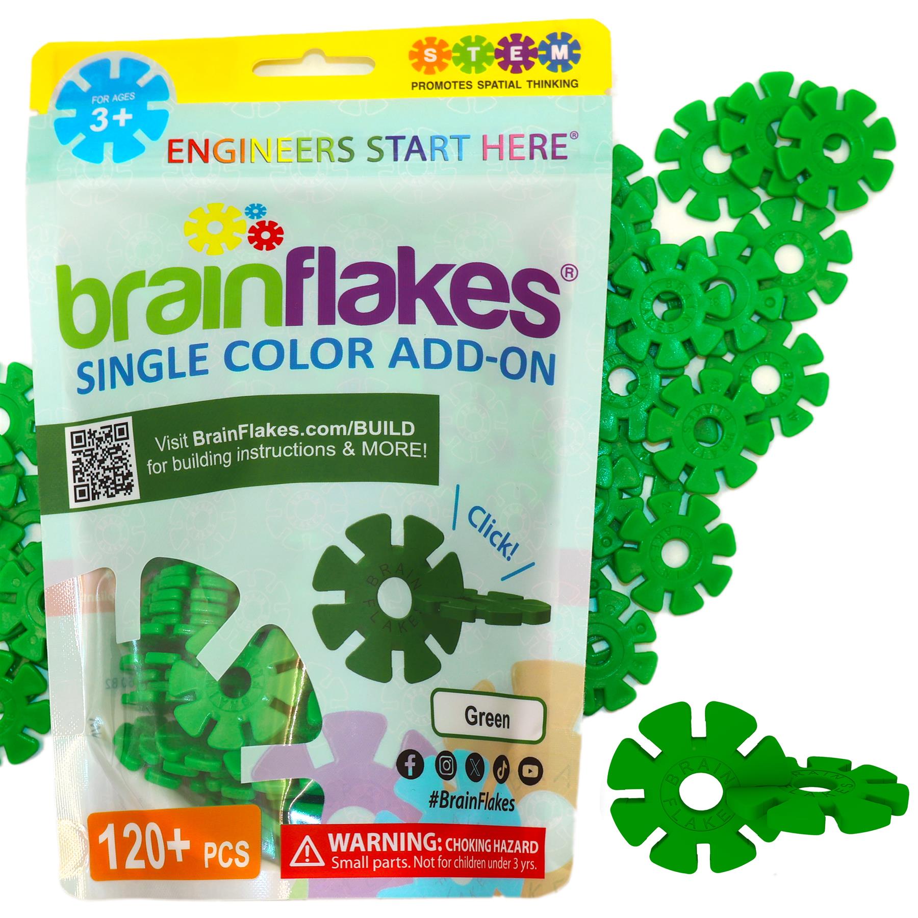 Brain Flakes Add-on 120 Piece Pouch – Single Color (Green) – VIAHART Shop